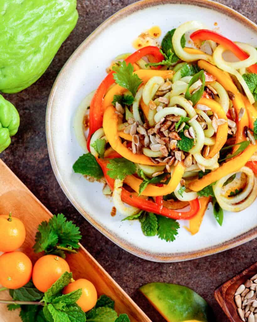 Crunchy Raw Chayote Salad - Poppys Wild Kitchen